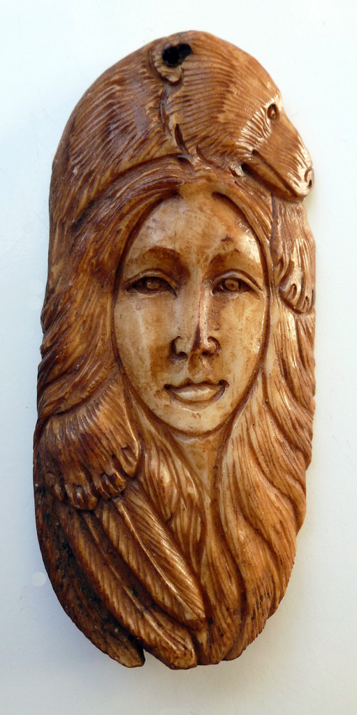 Bone Carving of Bear Woman Totem